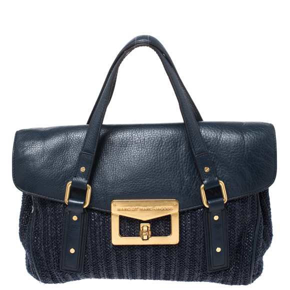 Marc Jacobs | Bags | Marc By Marc Jacobs Blue Straw And Leather Flap ...